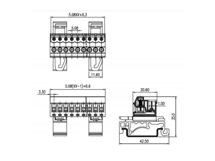 Camdenboss - Bloque de Terminales Montaje Carril DIN Enchufable Macho ...