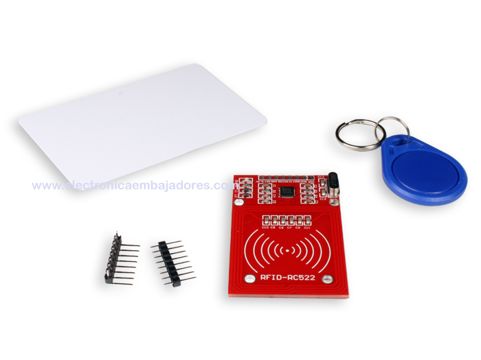Kit RFID: Módulo Lector RFID RC522 con Tarjeta y LLavero - MIFARE - FUT3492 Kit RFID: Módulo Lector RFID RC522 con Tarjeta y LLavero - MIFARE - FUT3492