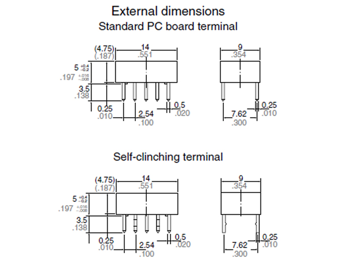 Panasonic TQ2-12V - Relais Miniature 12 Vcc DPDT 1 A