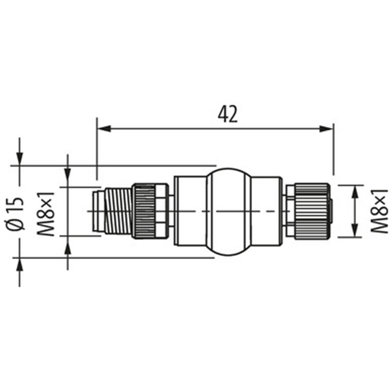 Murrelektronik 57115 - Adaptador M8 hembra 4 polos / M8 macho 3 polos - Codificación A - 7000 ...