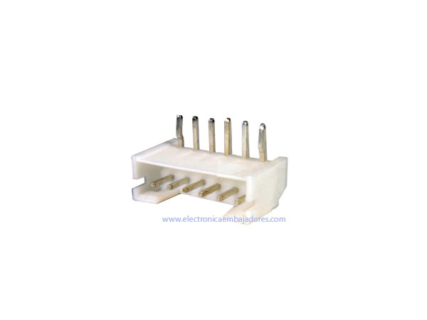 JST - Conector Poste 2,00 mm Macho Acodado - 6 Contactos - B6B-PH-SM4-TB