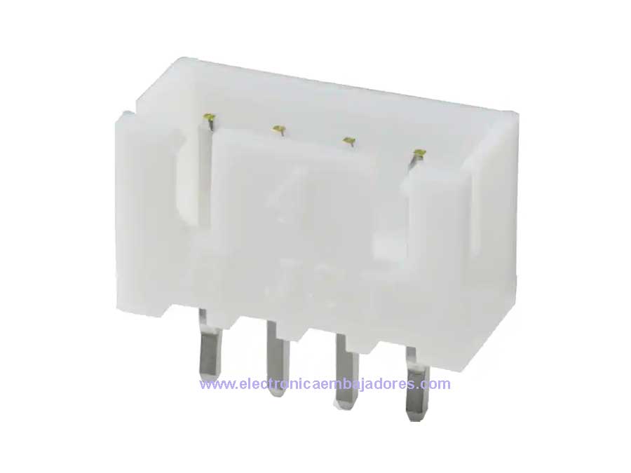 JST Serie XH - Conector Poste 2,5 mm Macho Recto - 4 Contactos - B4B-XH-A(LF)(SN)