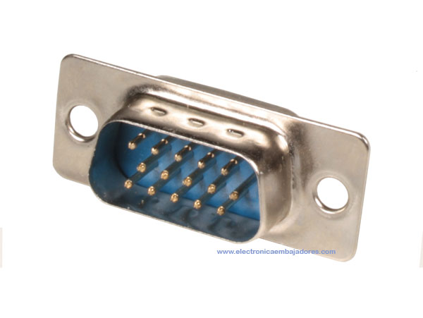 Conector sub-D Macho Alta Densidad - 15 Contactos Soldables - 08,160/15