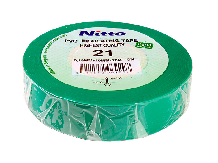 Nitto - Cinta Adhesiva Aislante 19 mm - 20 m - Verde