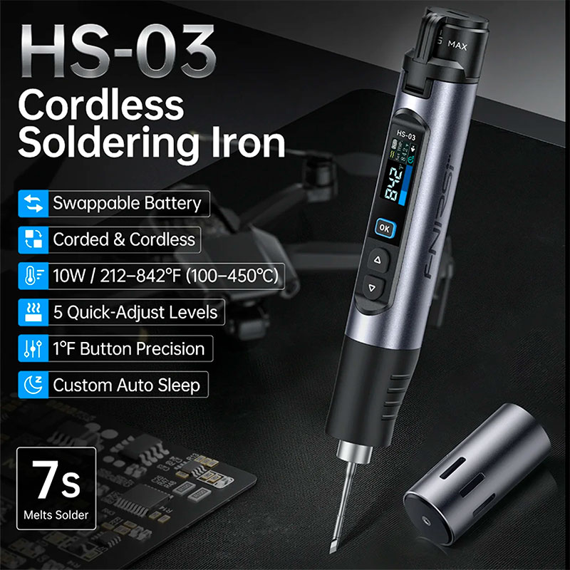 FNIRSi HS-03 Plus - Soldador Eléctrico Lápiz Recargable 10W USB-C con 3 ...