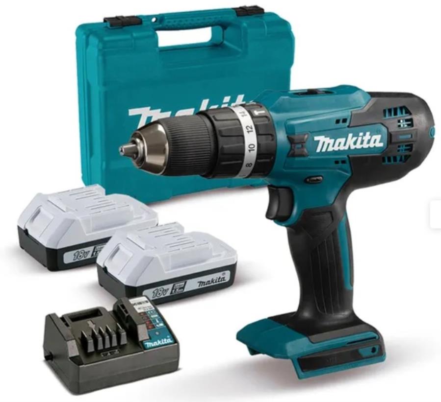 Makita HP488D002 - Cordless Hammer Driver Drill 18 V 42 Nm 0-1400 rpm + 2 Batteries 1.5 Ah ...