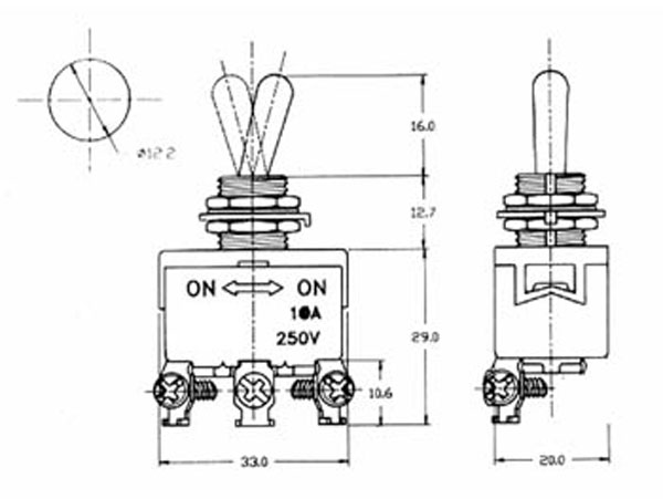 2P 1C - Large Two-Way Toggle Switch
