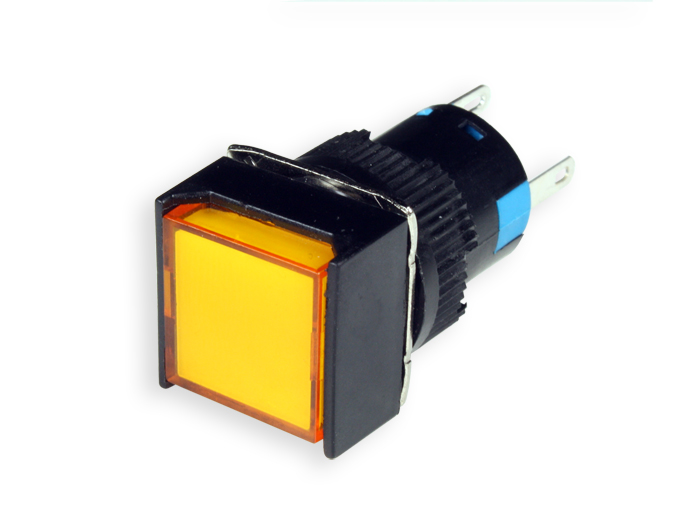 SWITCHTRONIX Serie 75 - Pulsador Panel sin Enclavamiento - Ø16 mm - 1NA + 1NC - LED Amarillo 24 V