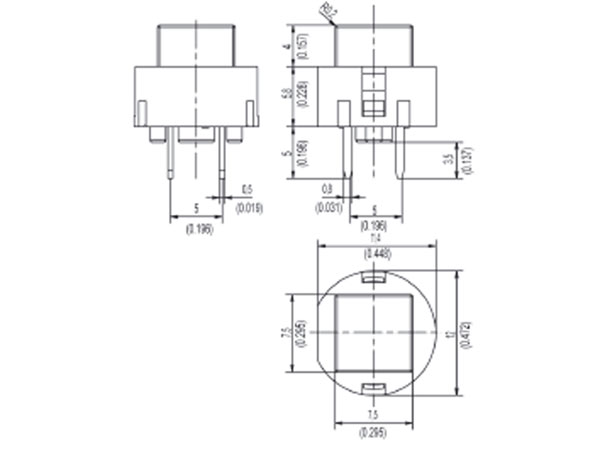 1NO Printed Circuit Board Push Button Switch