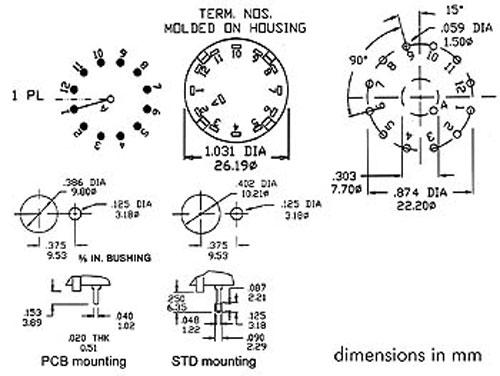 Two-Way Rotary Switch 12 Positions 1 Pole - 8404-1