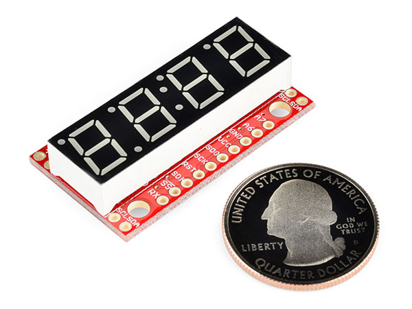 Sparkfun - 4 Digit 7 Segment LED Serial Display Module - Red - COM-11441