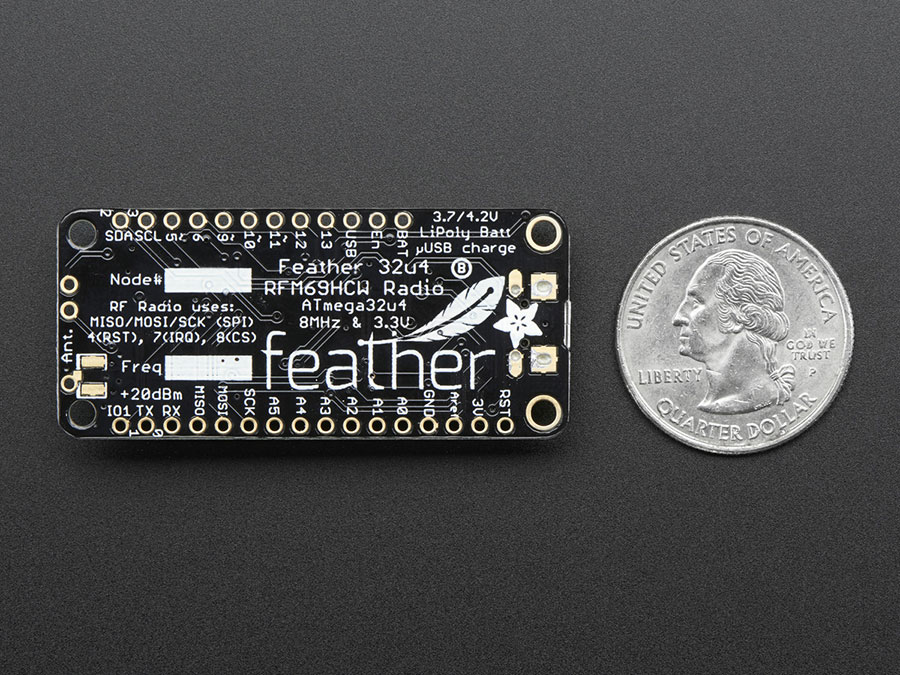 Adafruit Feather - 32u4 with RFM69HCW Packet Radio - 433MHz ...