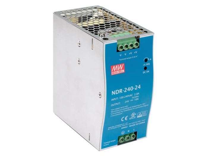 Mean Well NDR-240-24 - Fuente Alimentación Conmutada Carril DIN - 240 W - 24 V