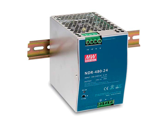 Mean Well NDR-480-24 - Fuente Alimentacion Conmutada Carril Din - 480W - 24V ("DIN RAIL","drp480 ...