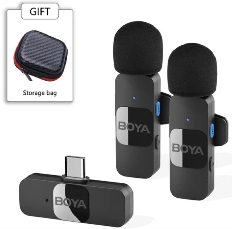 BOYA BY-V20 - Sistema de Audio Portátil: 2 Transmisores de Solapa + 1 Receptor Conector USB-C
